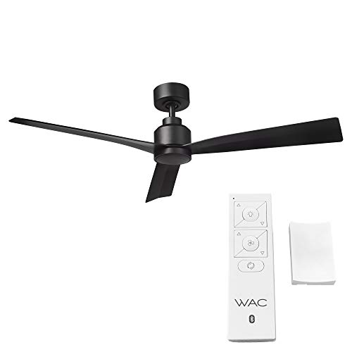 WAC Smart Fans Clean Indoor and Outdoor 3-Blade Ceiling Fan 54in Matte Black with Remote Control works with Alexa and iOS or Android App