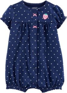 carter's baby girls polka dot strawberry romper 3 month navy blue