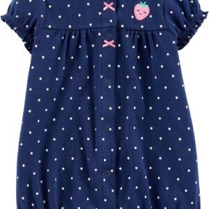 Carter's Baby Girls Polka Dot Strawberry Romper 3 Month Navy Blue