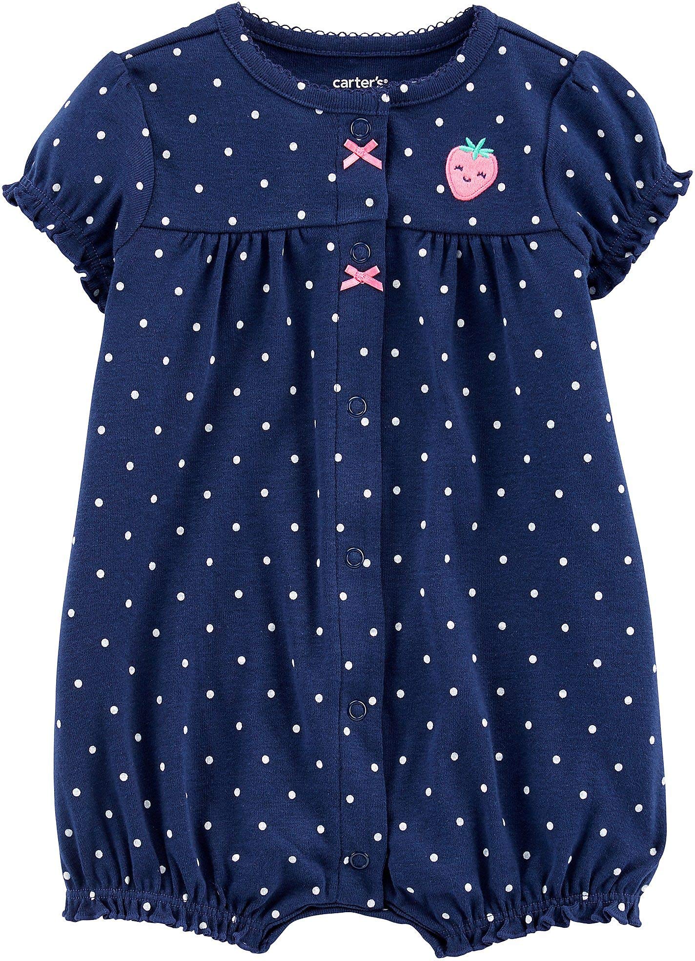 Carter's Baby Girls Polka Dot Strawberry Romper 3 Month Navy Blue