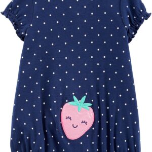 Carter's Baby Girls Polka Dot Strawberry Romper 3 Month Navy Blue