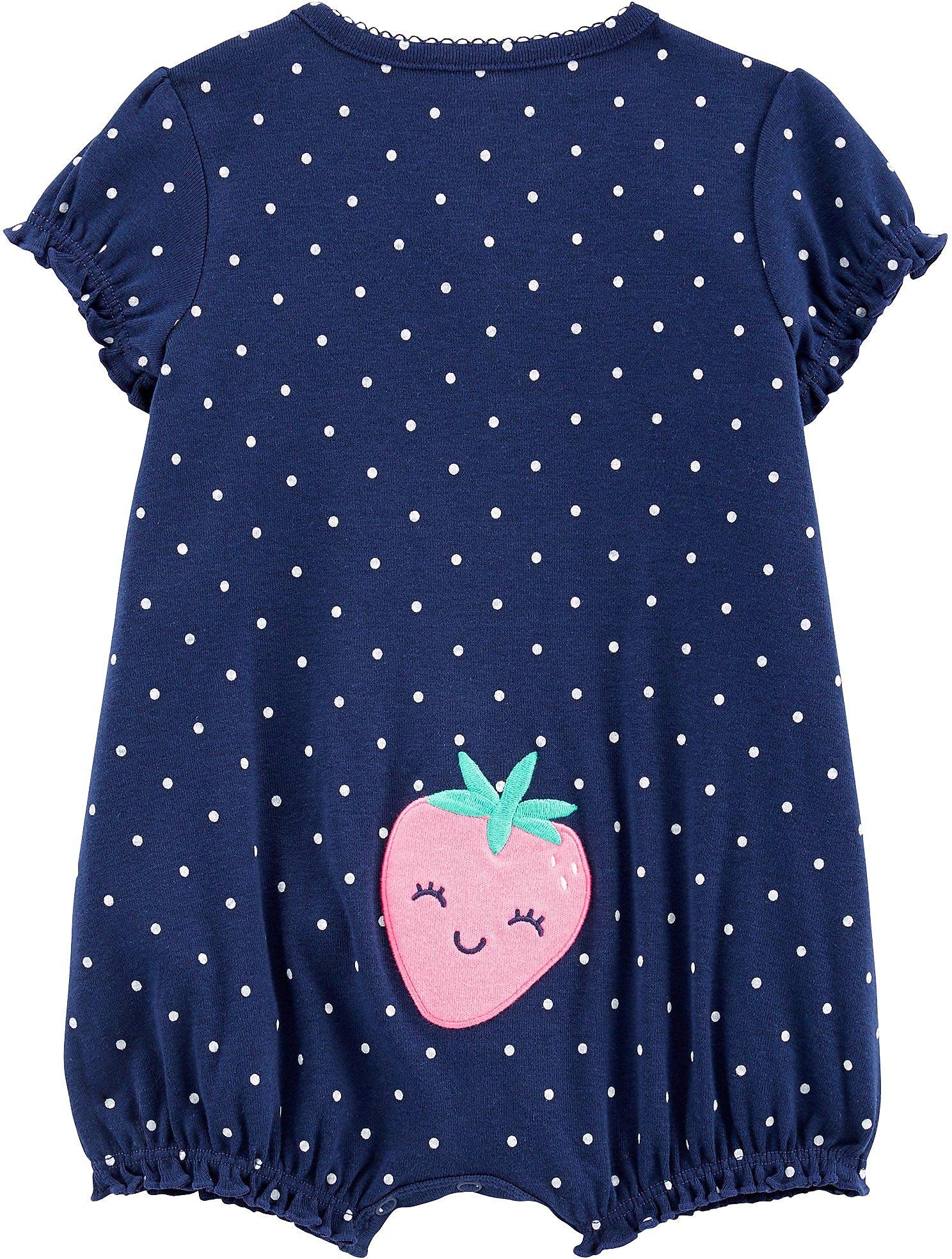 Carter's Baby Girls Polka Dot Strawberry Romper 3 Month Navy Blue