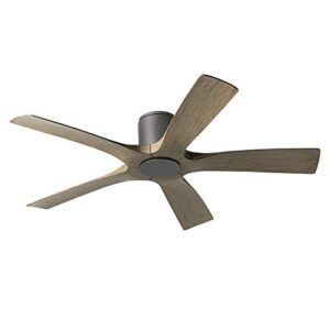 modern forms aviator smart indoor and outdoor 5-blade flush mount ceiling fan 54in graphite weathered gray with remote control (light kit sold separately) works with alexa, and ios or android app