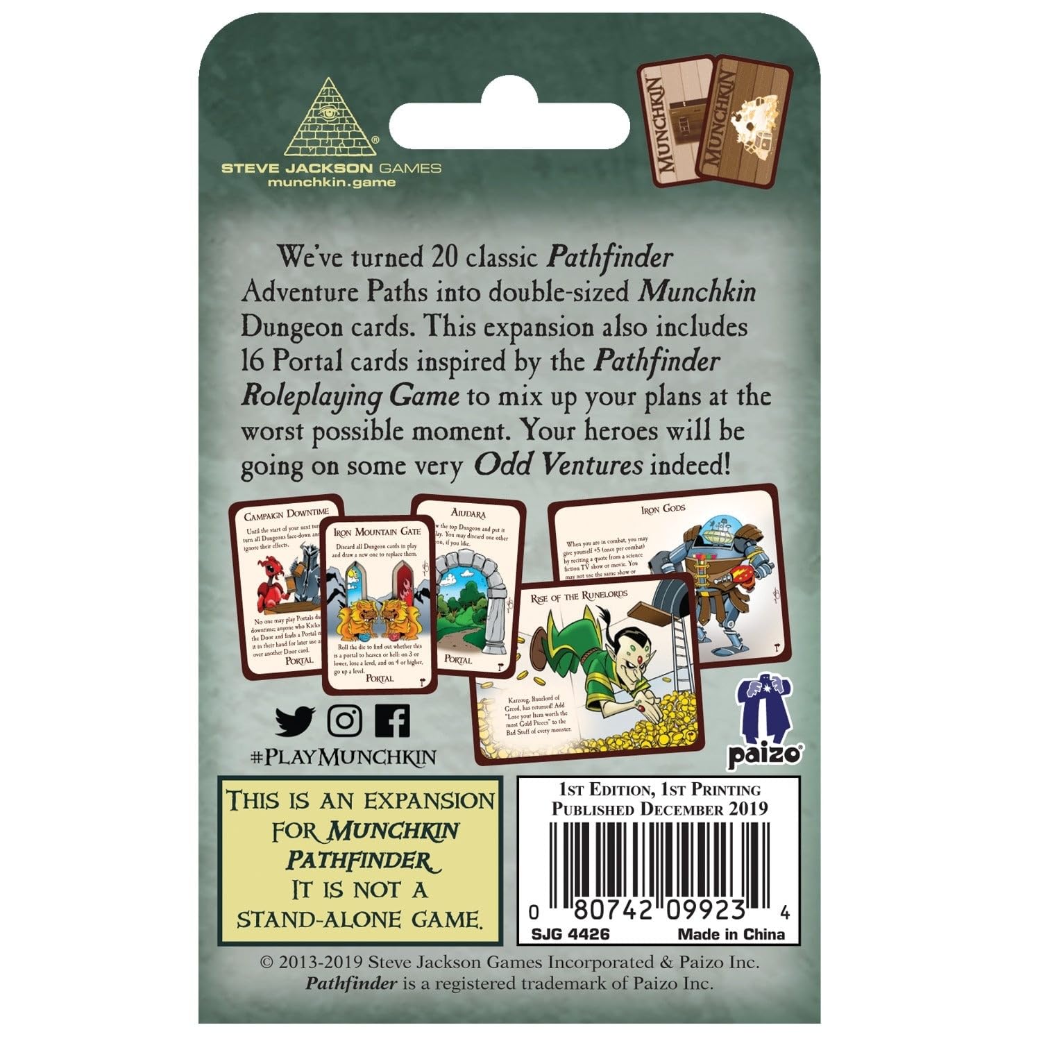 Steve Jackson Games Munchkin Pathfinder 3 Odd Ventures , Green