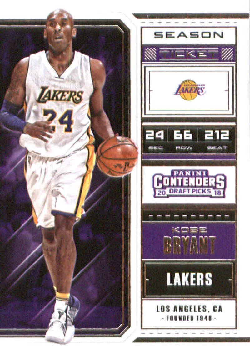 2018-19 Panini Contenders Draft Picks Season Ticket #34 Kobe Bryant Los Angeles Lakers Basketball Card