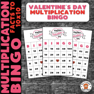 valentine's day multiplication math fact bingo