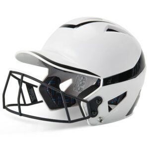 champro womens rise pro fastpitch hx softball batting helmet with facemask, white, black, large us