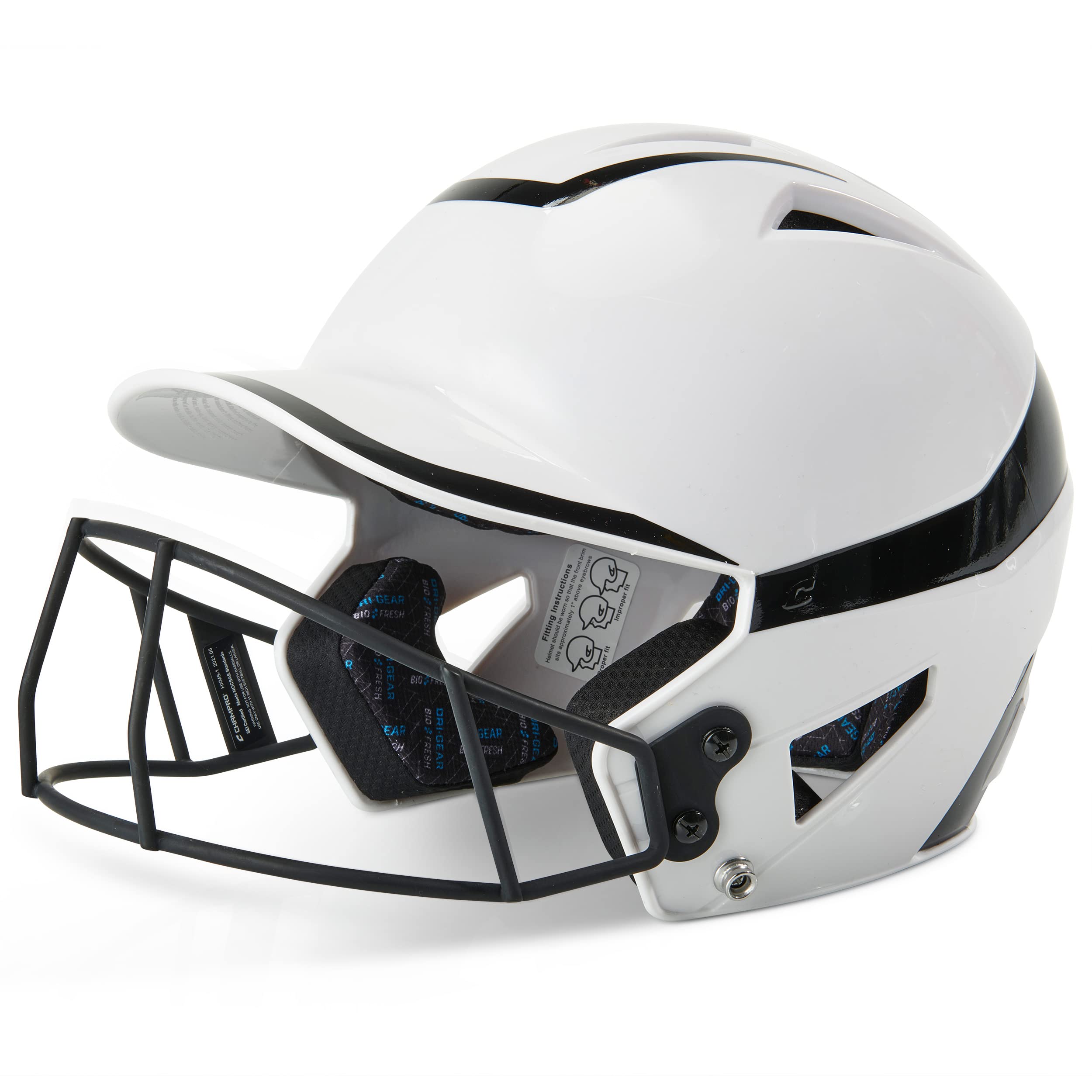 CHAMPRO womens Rise Pro Fastpitch HX Softball Batting Helmet with Facemask, White, Black, Large US