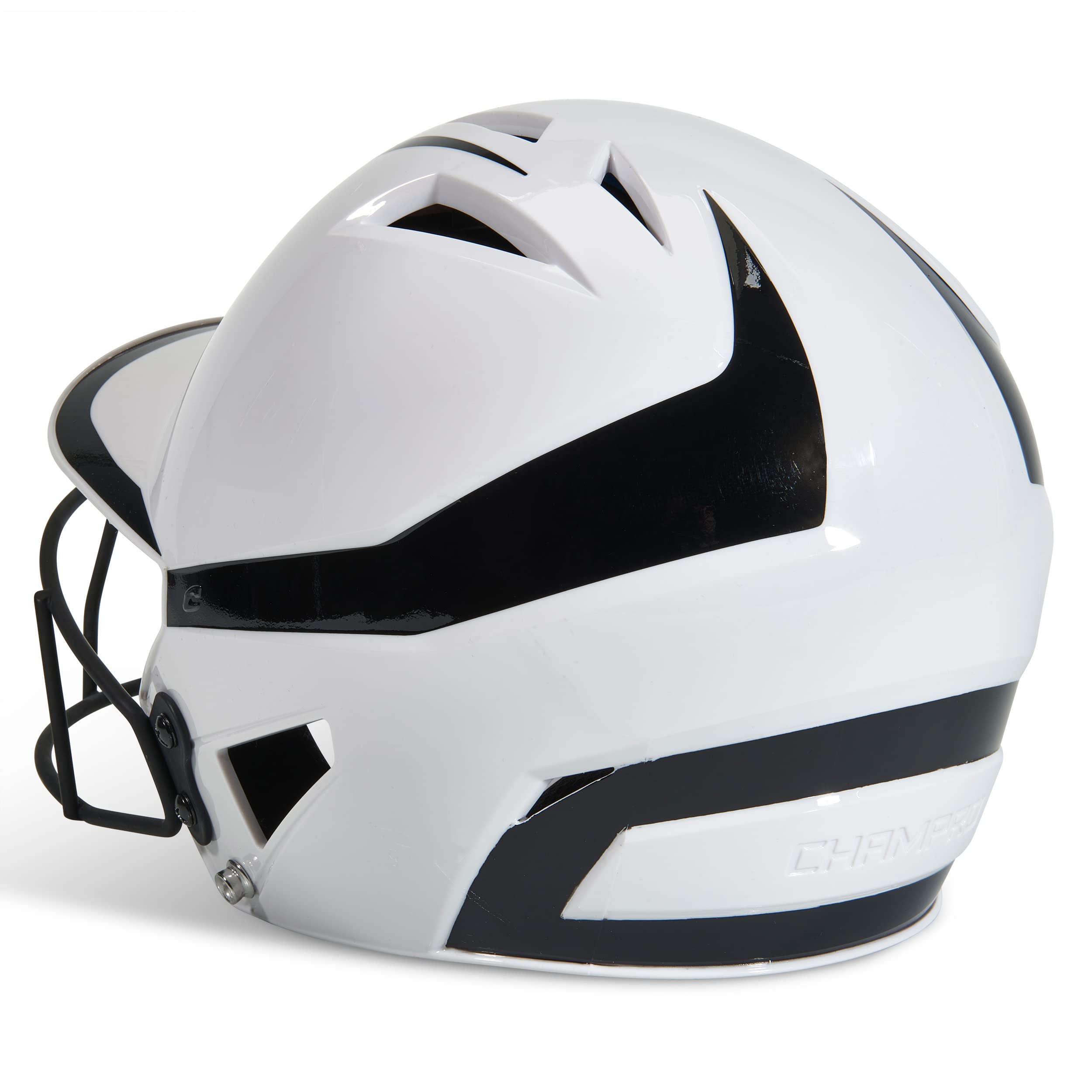 CHAMPRO womens Rise Pro Fastpitch HX Softball Batting Helmet with Facemask, White, Black, Large US