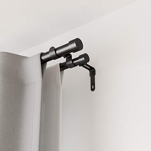 Umbra Cappa Double Curtain Rod, Includes 2 Matching Finials, Brackets & Hardware, 36 to 66-Inch, Brushed Black