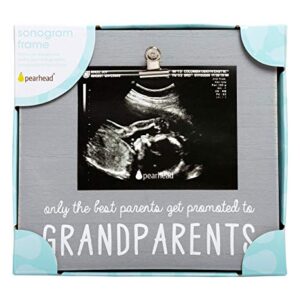 Pearhead Distressed Gray Grandparents Picture Frame, 6.75x7.25in, Ultrasound Photo Keepsake, Baby's First Christmas, Holiday Gift Idea