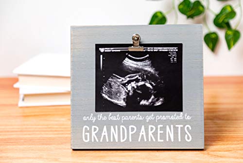 Pearhead Distressed Gray Grandparents Picture Frame, 6.75x7.25in, Ultrasound Photo Keepsake, Baby's First Christmas, Holiday Gift Idea