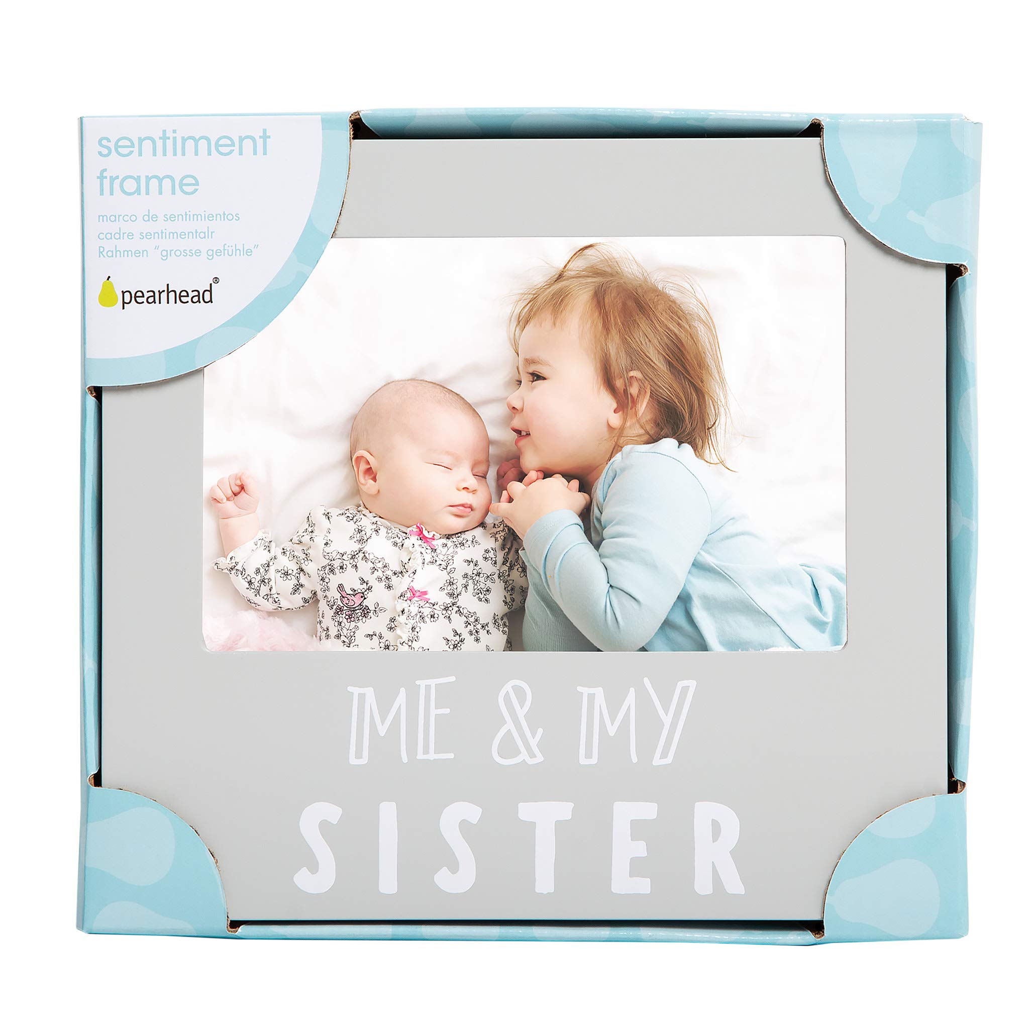 Pearhead Me & My Sister Sentiment Photo Frame, Big Sister or Brother Gift, Sibilng Pictures, Gray