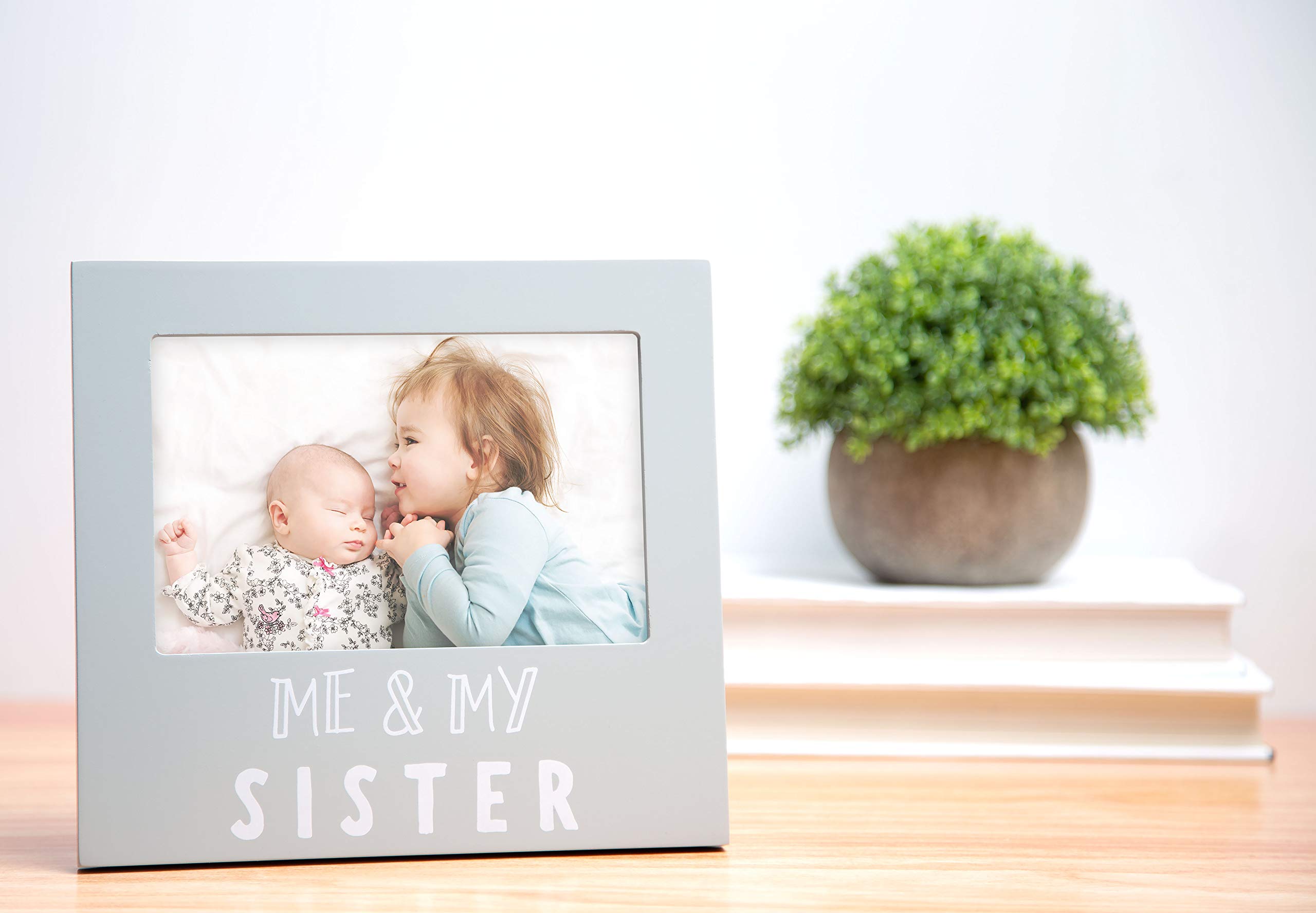 Pearhead Me & My Sister Sentiment Photo Frame, Big Sister or Brother Gift, Sibilng Pictures, Gray