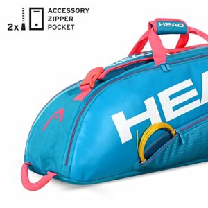 HEAD Tour Team 6R Combi Tennis Racquet Bag - 6 Racket Tennis Equipment Duffle Bag, Blue/Pink