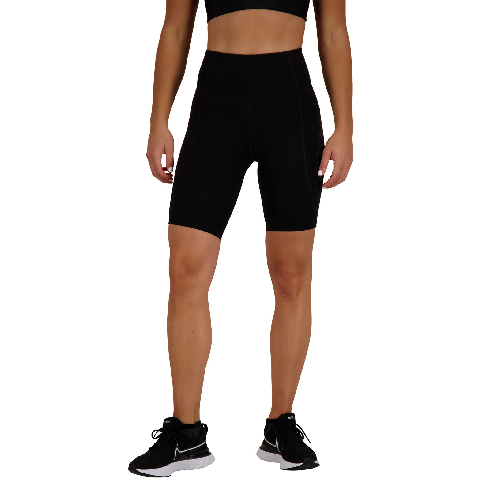 2XU Women's Fitness New Heights Bike Short, Black/Black, X-Small