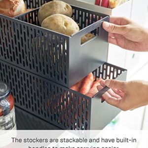 YAMAZAKI home 5021 Stacking Fruit Vegetable Basket, One Size, Black