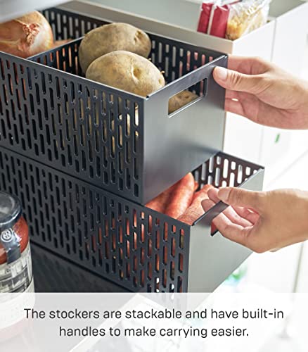 YAMAZAKI home 5021 Stacking Fruit Vegetable Basket, One Size, Black