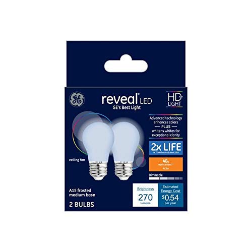 GE Reveal 40-Watt EQ A15 Color-Enhancing Dimmable LED Light Bulb (2-Pack)