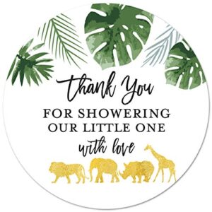 2" round jungle safari baby shower thank you favor stickers (40 labels)