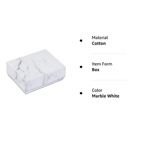 TheDisplayGuys 100-Pack #10 Cotton Filled Cardboard Paper Jewelry Box Gift Case - Marble White (1.9" x 1.3" x 0.7")