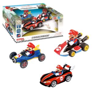 carrera pull & speed 15813016 official licensed kids toy car pull back vehicle for ages 3 and up - mario kart mario / wild wing mario / mach 8 mario