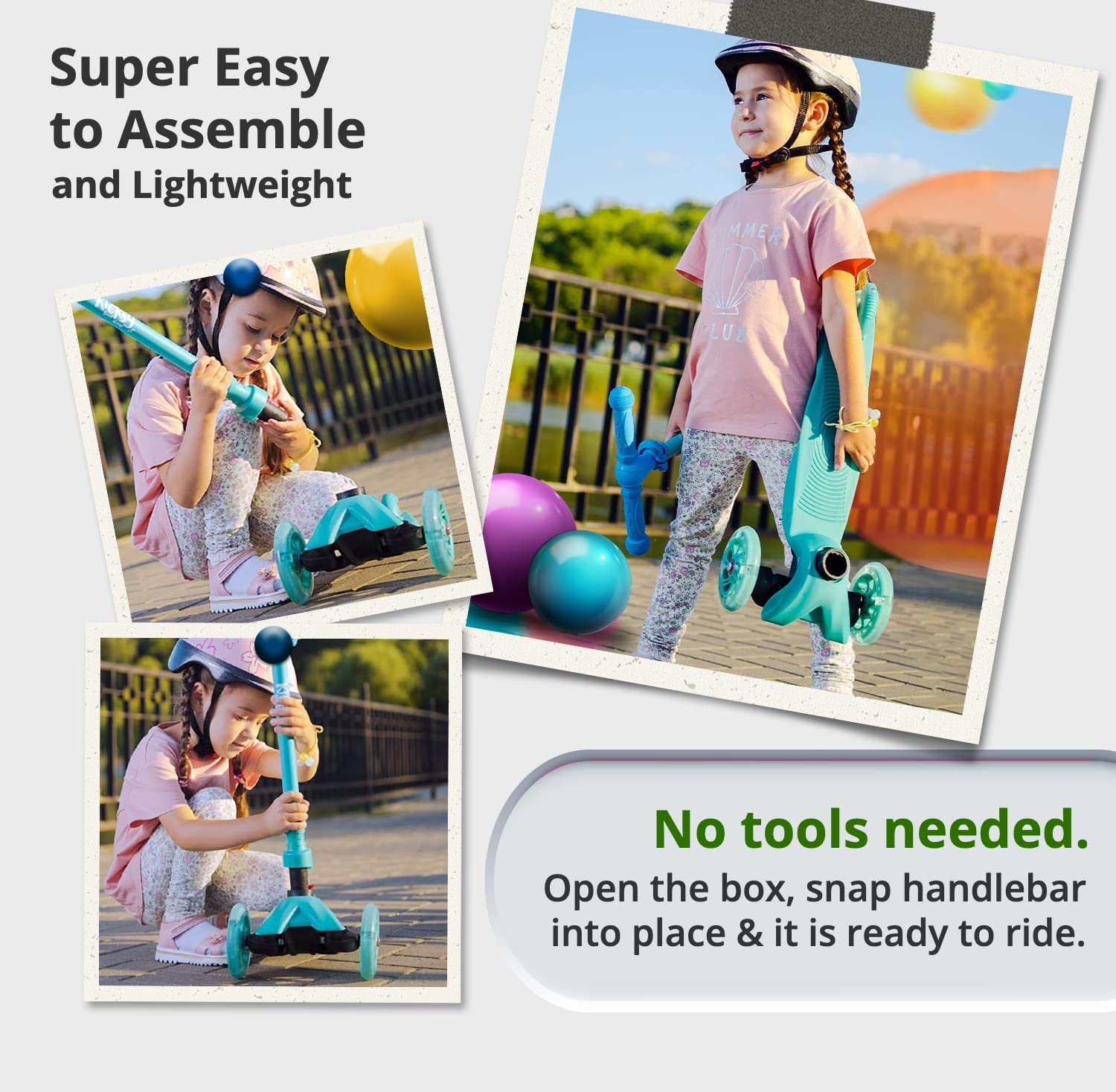 Kicksy - Kids Scooter - Toddler Scooter for Kids 2-5 Adjustable Height - 3 Wheel Scooter for Kids Ages 3-5 Boys & Girls - Kids Three Wheel Scooter with Light Up LED Wheels