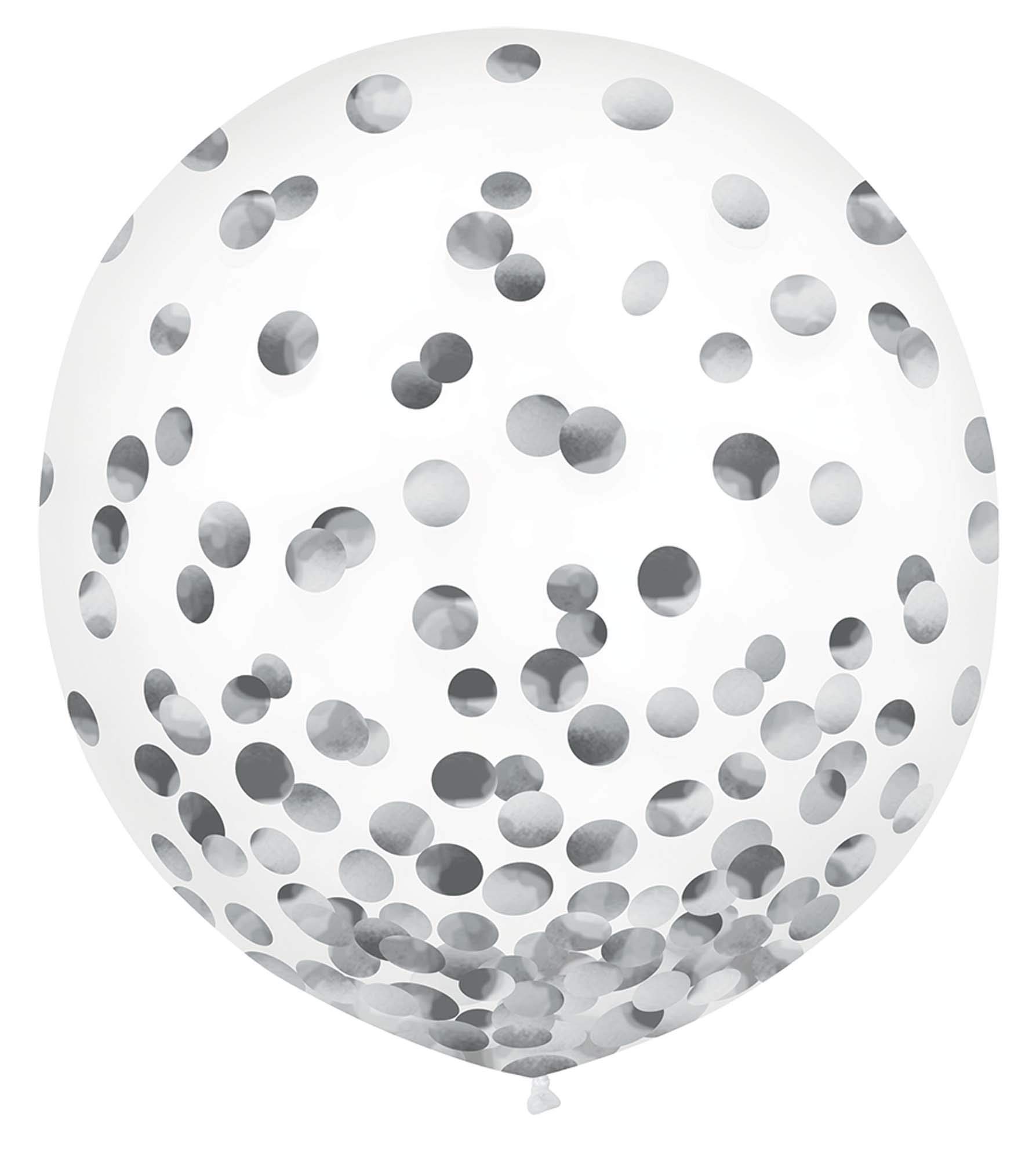 Premium Silver Foil Confetti Latex Balloons - 24" (2 Pc) - Elegant & Fun Party Decor - Perfect for Celebrations, Weddings & Events