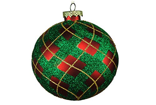 Queens of Christmas 4 Pack Christmas Ornaments, 100mm, Red & Green, 4 Count