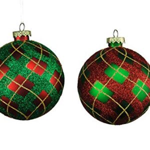 Queens of Christmas 4 Pack Christmas Ornaments, 100mm, Red & Green, 4 Count