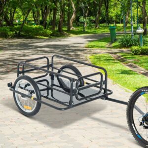 newest model cargo trailer bike basket storage travel luggage walking camping wanderer cart carrier 2 wheel, shopping rack bicycle rear