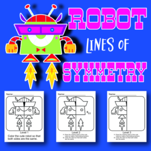 cute robot lines of symmetry worksheets