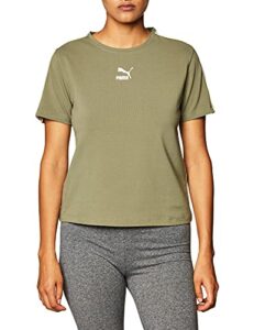 puma women's classics tight top, deep lichen green, l