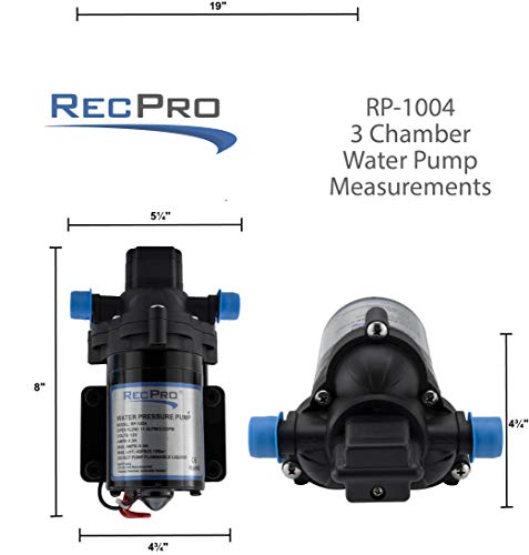 RecPro RV Water Pump 3.0 GPM | 12V Water Pump | Self-Prime | Camper Water Pump | RV Plumbing | Optional Strainer (1 Pump, With 1 RecPro Strainer)