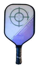 engage encore ex 6.0 pickleball paddle, standard weight 7.9-8.3 oz, thick core for control & feel, built for power & sweet spot (purple, 4 ⅜ inch grip)