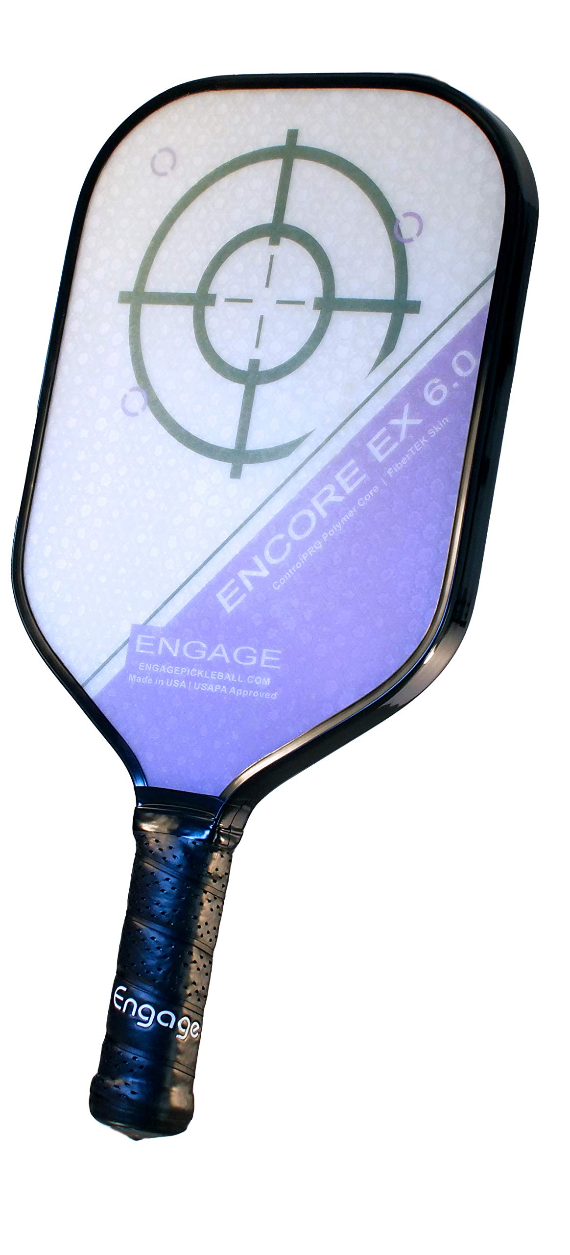 Engage Encore EX 6.0 Pickleball Paddle, Standard Weight 7.9-8.3 oz, Thick Core for Control & Feel, Built for Power & Sweet Spot (Purple, 4 ⅜ inch Grip)