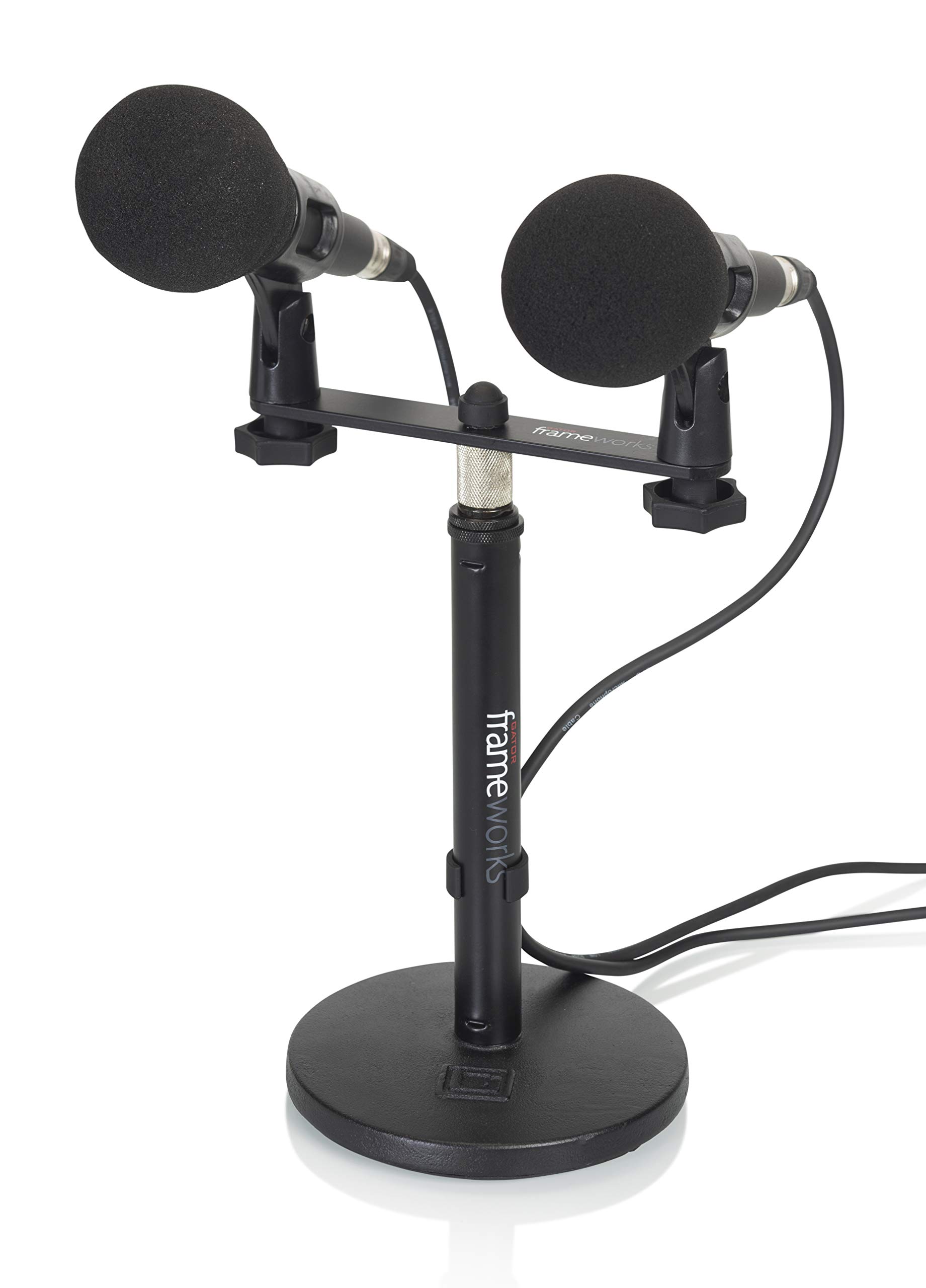 Gator Frameworks 1-to-2 Mic Mount Bar with Standard 5/8-Inch Thread Suitable for Most Microphone Stands Boom Arms (GFWMIC1TO2)