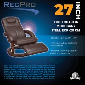 RecPro Charles 28" RV Euro Chair Recliner Modern Design RV Furniture (2, Mahogany)