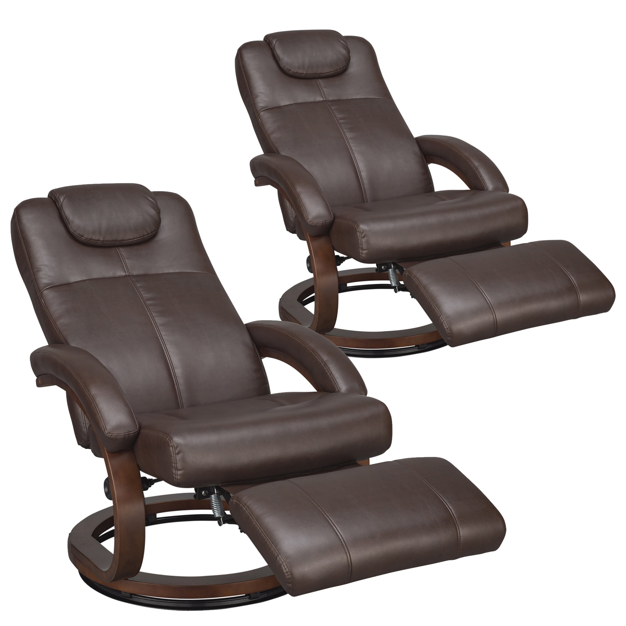 RecPro Charles 28" RV Euro Chair Recliner Modern Design RV Furniture (2, Mahogany)