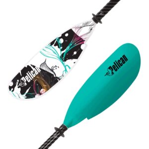 pelican symbiosa kayak paddle - adjustable fiberglass shaft with nylon blades - lightweight, perfect for kayaking - 90.5 to 94.5 in - light teal