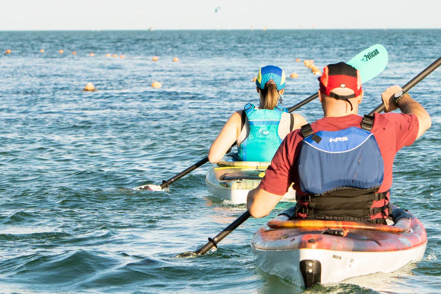 Pelican Symbiosa Kayak Paddle - Adjustable Fiberglass Shaft with Nylon Blades - Lightweight, Perfect for Kayaking - 90.5 to 94.5 in - Light Teal