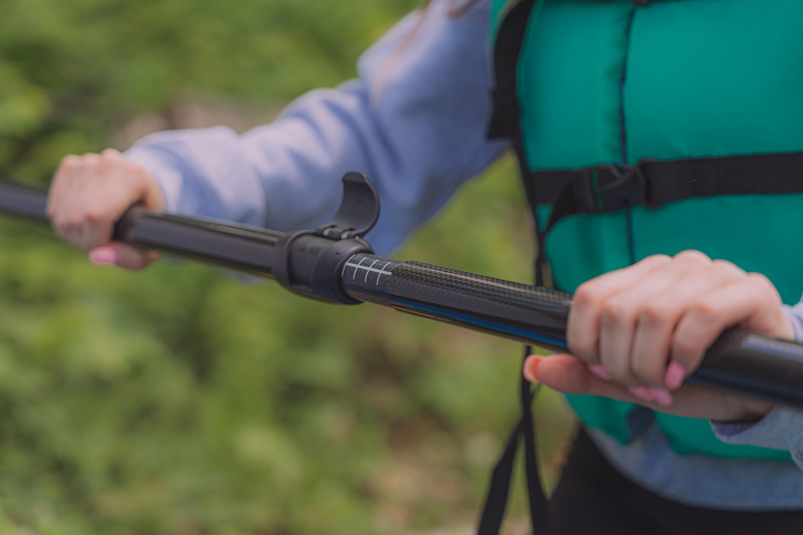 Pelican Symbiosa Kayak Paddle - Adjustable Fiberglass Shaft with Nylon Blades - Lightweight, Perfect for Kayaking - 90.5 to 94.5 in - Light Teal