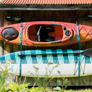 Pelican Double Kayak Storage Strap System - for Indoor and Outdoor Kayak and SUP Paddle Board Hangers - Comes with Paddle Clips - Black/Turquoise