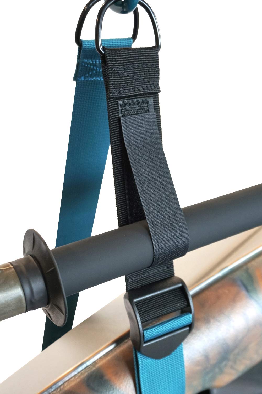 Pelican Double Kayak Storage Strap System - for Indoor and Outdoor Kayak and SUP Paddle Board Hangers - Comes with Paddle Clips - Black/Turquoise