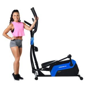 exerpeutic 6000 qf magnetic elliptical with bluetooth mycloudfitness app, black and blue