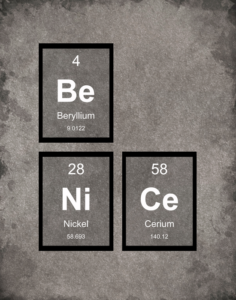 be nice periodic table of elements teacher's classroom print - library wall decor - chemistry lab art poster - faculty room artwork - school office decoration - printable image