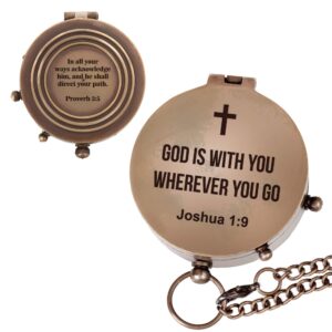 personalized confirmation gift (6 designs) - baptism gift for a boy or girl, unique religious gift, baby keepsake, engraved antique-style compass with a cross in a gift box