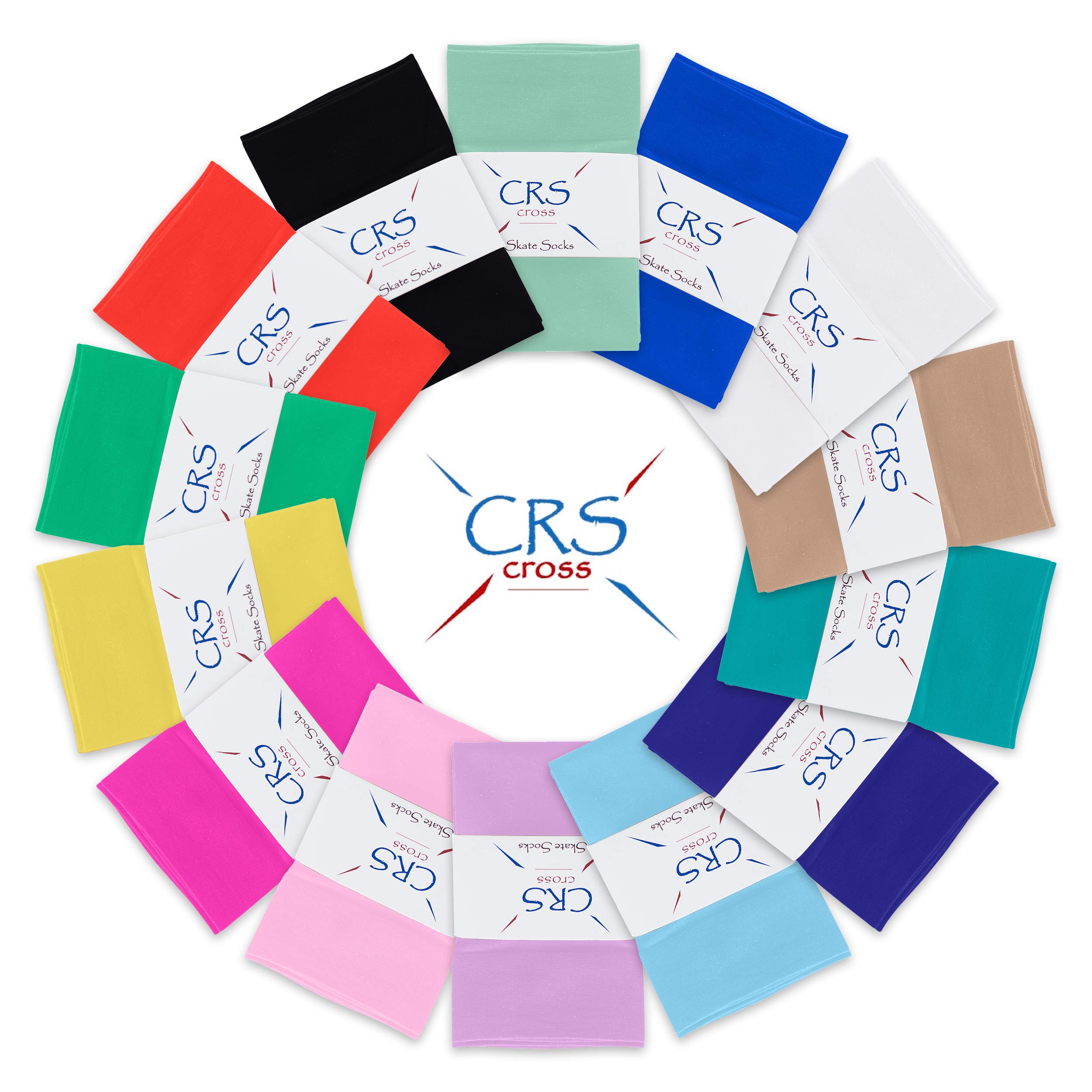 CRS Cross Figure Skating Socks (2 Pair) Premium Knee High Tights for Ice Skates, Footed Skate Socks, Ice Skating Socks, Dance (Bracket Blue)