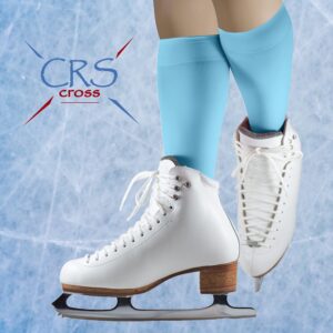 CRS Cross Figure Skating Socks (2 Pair) Premium Knee High Tights for Ice Skates, Footed Skate Socks, Ice Skating Socks, Dance (Bracket Blue)