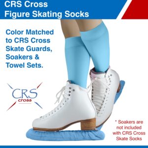 CRS Cross Figure Skating Socks (2 Pair) Premium Knee High Tights for Ice Skates, Footed Skate Socks, Ice Skating Socks, Dance (Bracket Blue)